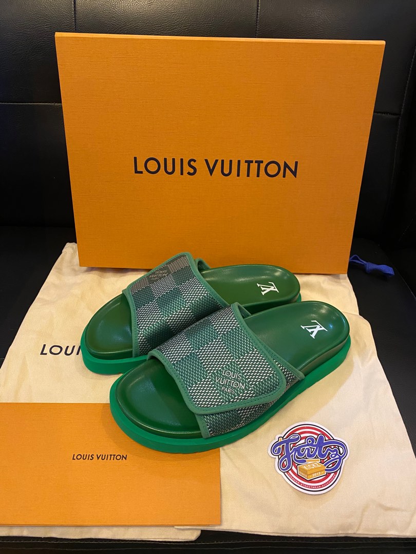 LOUIS VUITTON Miami Mule Slides Green size: 6us fit 8us, Luxury ...