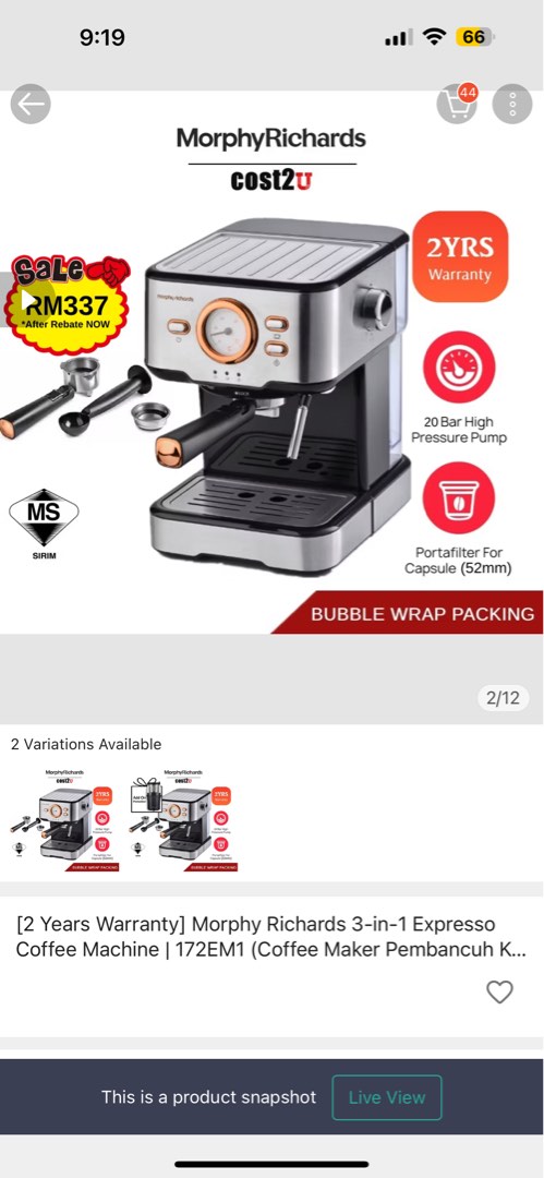 Morphy Richard Coffee machine, TV & Home Appliances, Kitchen Appliances ...