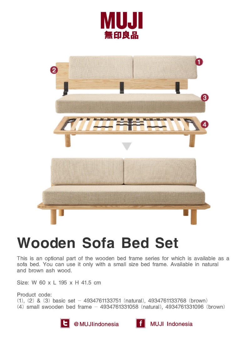 Muji Wooden Sofa Bed Frame on Carousell