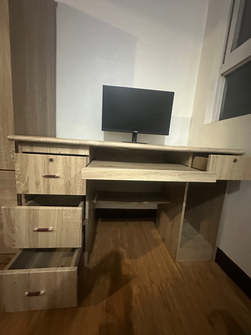 Office Table with Built in Cabinets (monitor not including), Furniture ...
