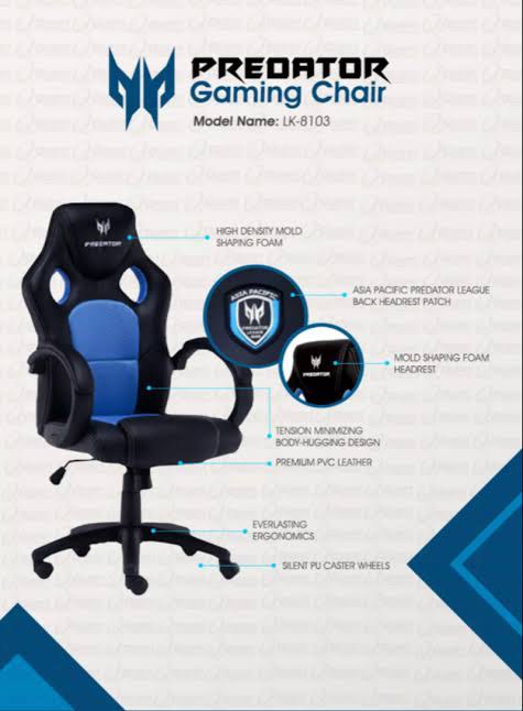 Predator gaming chair lk-8103A, Furniture & Home Living, Furniture ...