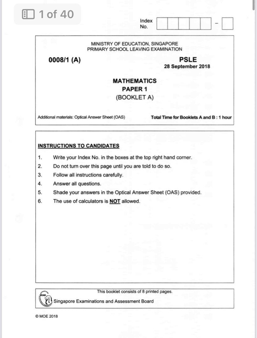 PSLE math paper 2018 to 2020, Hobbies & Toys, Books & Magazines ...