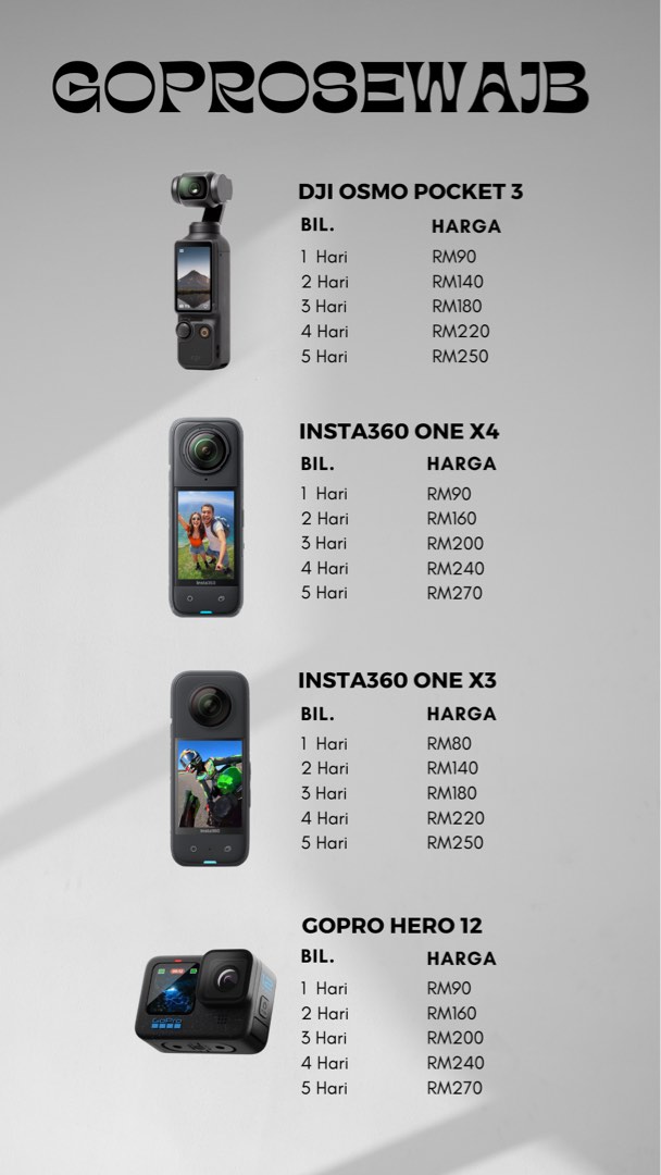 Sewa GoPro, Insta360 dan DJI Osmo Pocket 3, Photography, Cameras on ...