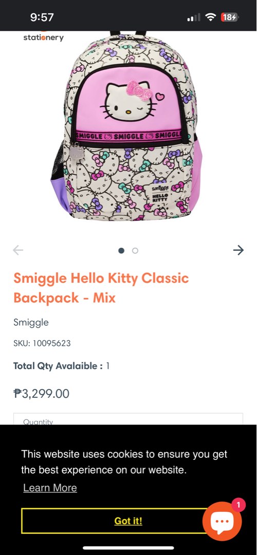 Smiggle Hello kitty school bagpack for kids/girls limited edition ...