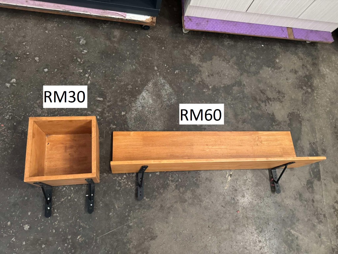 Solid Wood Wall Rack Shelves Hanging Cabinet (2 Types), Furniture ...