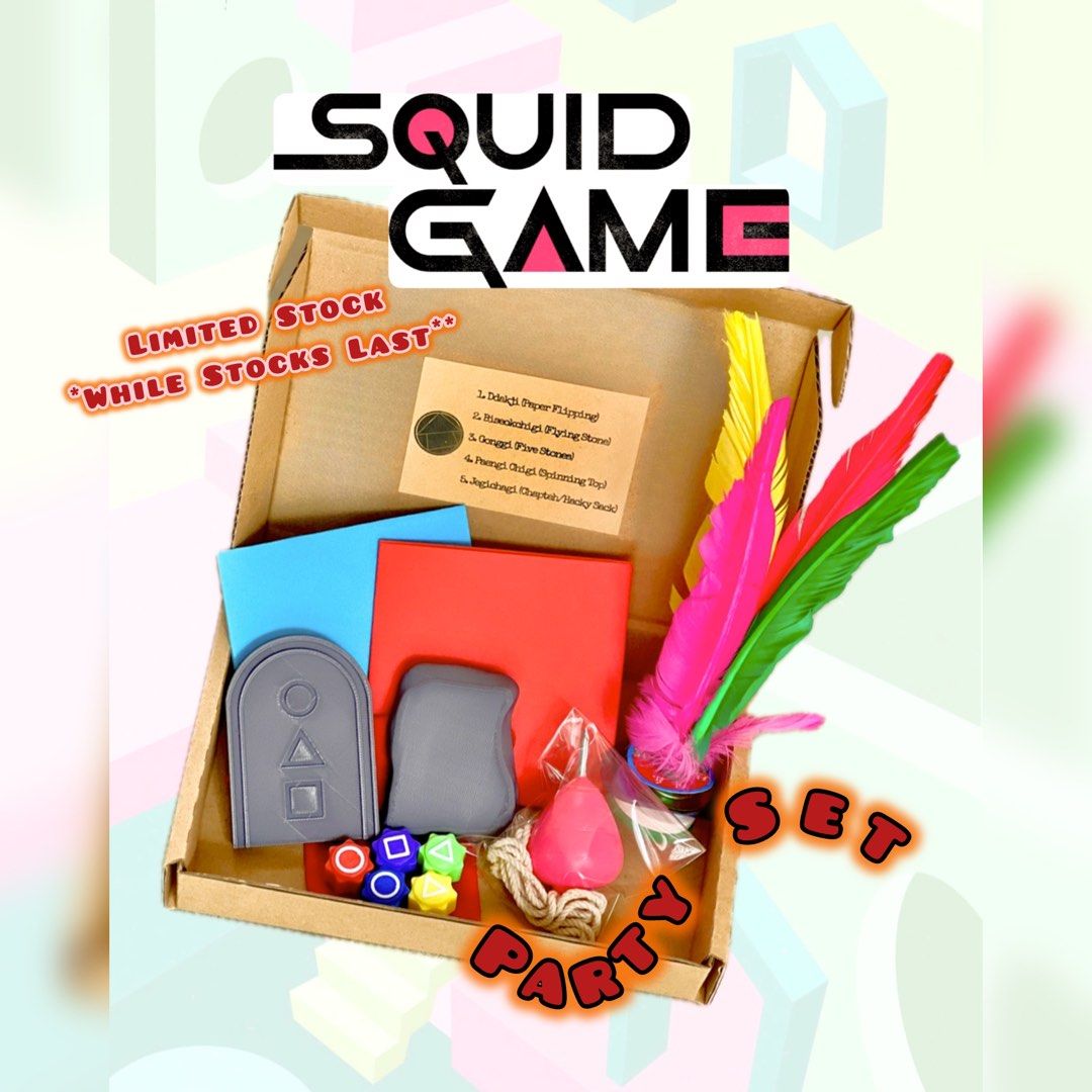 Squid Game Party Set - Gonggi Flying Stone Ddakji Jegichagi Biseokchigi ...