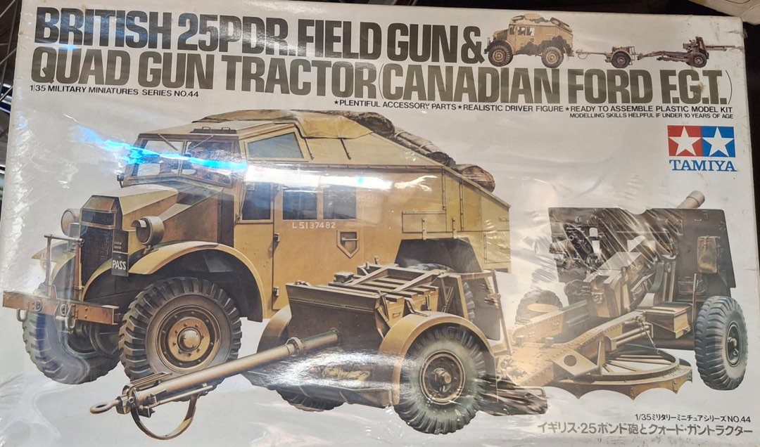 Tamiya 35044 1/35 British 25 Pdr. Field Gun & Quad Gun Tractor, 興趣及遊戲 ...