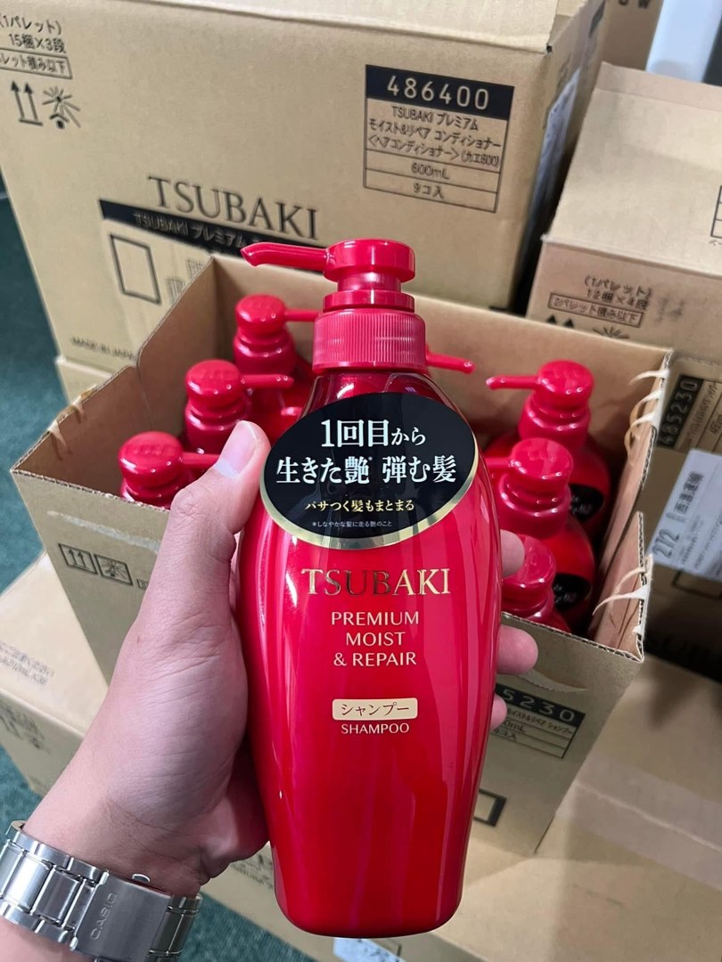 Tsubaki premium moist red shampoo & conditioner 450ml pump, Beauty ...