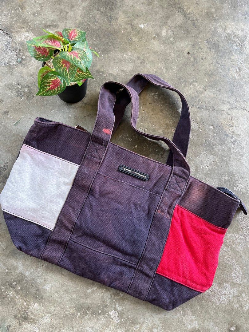Vintage Tommy Hilfiger 2 Tone Zippee Tote Beg, Men's Fashion, Bags ...