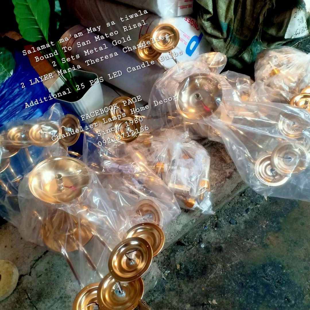 2 sets metal gold 2 layer Maria Theresa Chandelier BOUND TO SAN MATEO ...