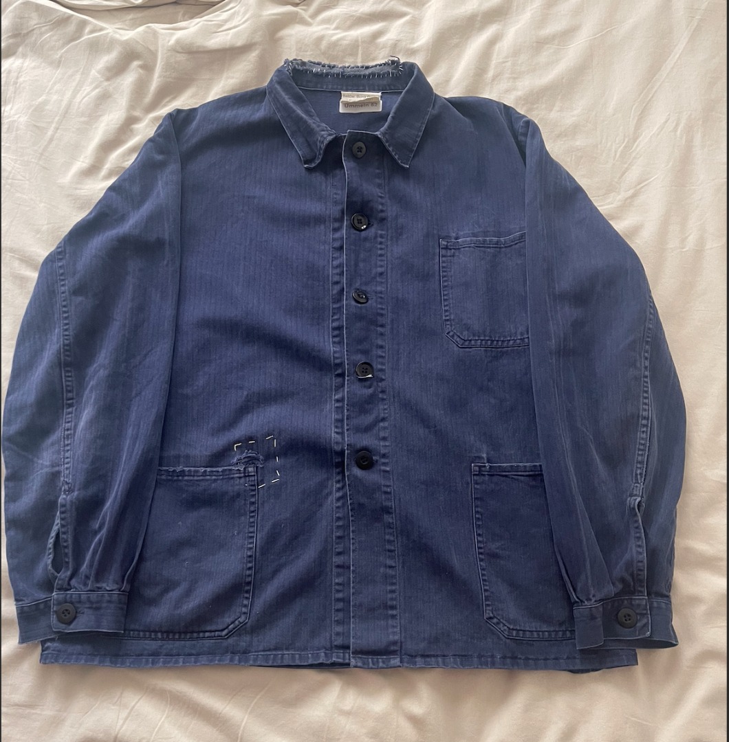 90s French Chore coat jacket sashiko HBT, Men's Fashion, Coats, Jackets and Outerwear on Carousell