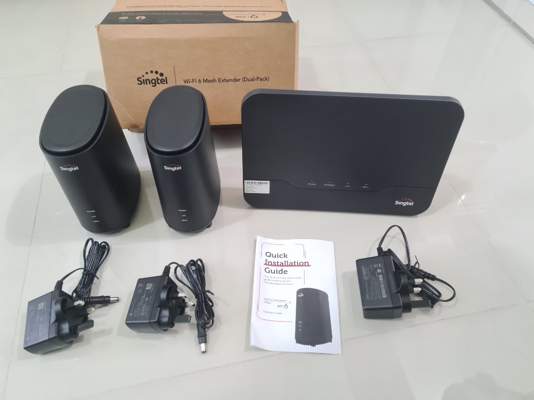 All for $50 - Wifi 6 Singtel Mesh router and 2pc of Singtel Mesh ...