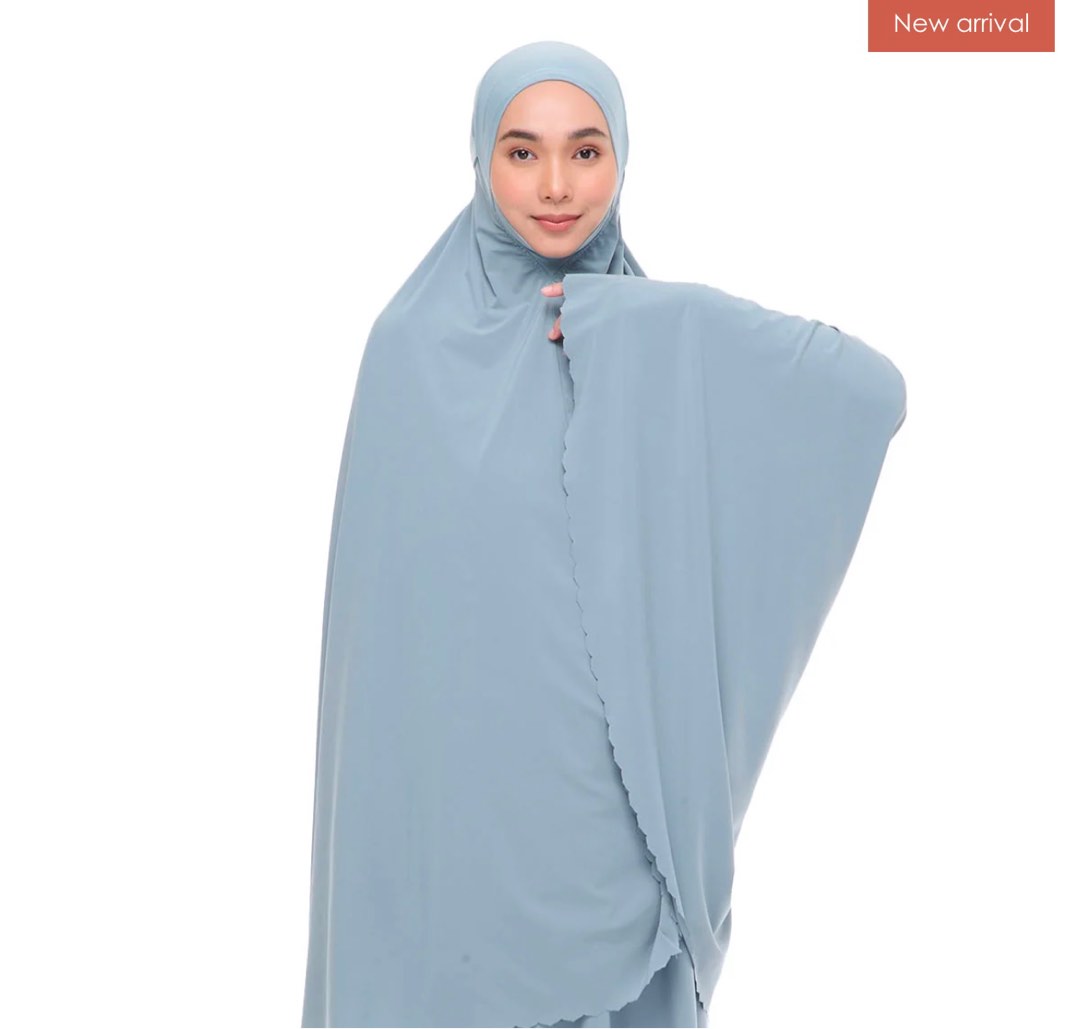 Authentic SITI KHADIJAH Flair Aria Top Only - Blue Ash, Women's Fashion ...