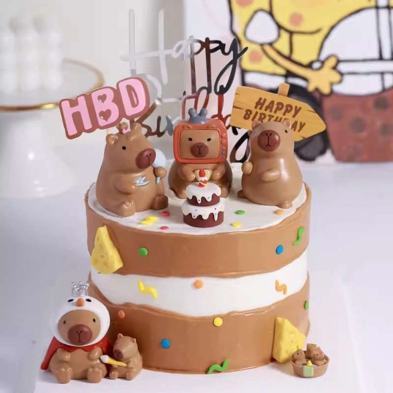 6pcs Capybara Cake Topper Boy Girl birthday Cartoons Decorations ...