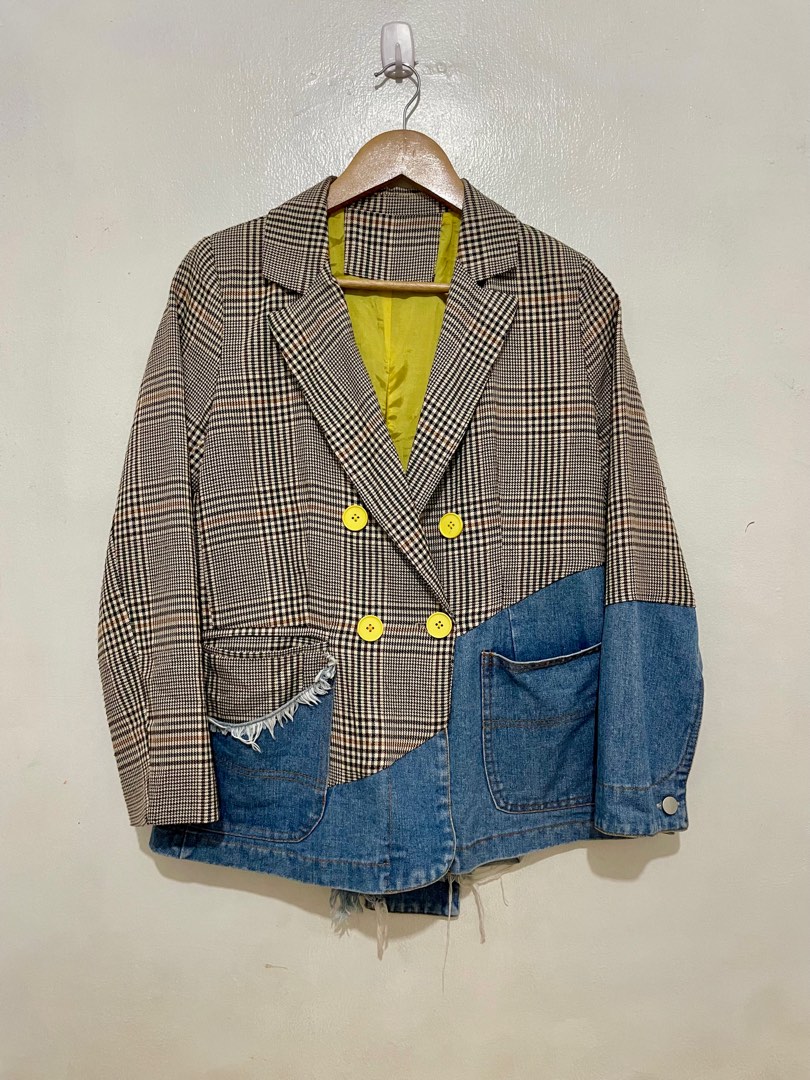 Deconstructed Plaid Blazer, Women's Fashion, Coats, Jackets and ...
