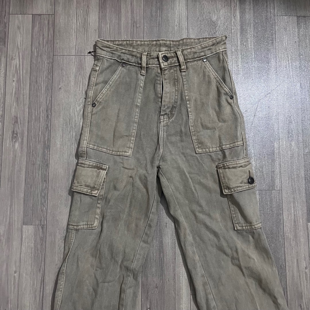 Disyak Cargo Jeans - Army, Fesyen Wanita, Pakaian Wanita, Bawahan di ...
