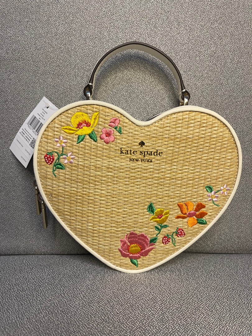 Kate Spade Love Shack Rattan Heart Crossbody, Women's Fashion, Bags ...