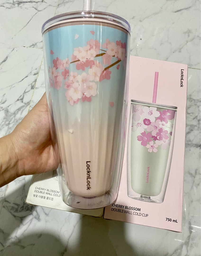 LocknLock Exclusive Botol Minum Double Wall Cold Cup Cherry Blossom ...