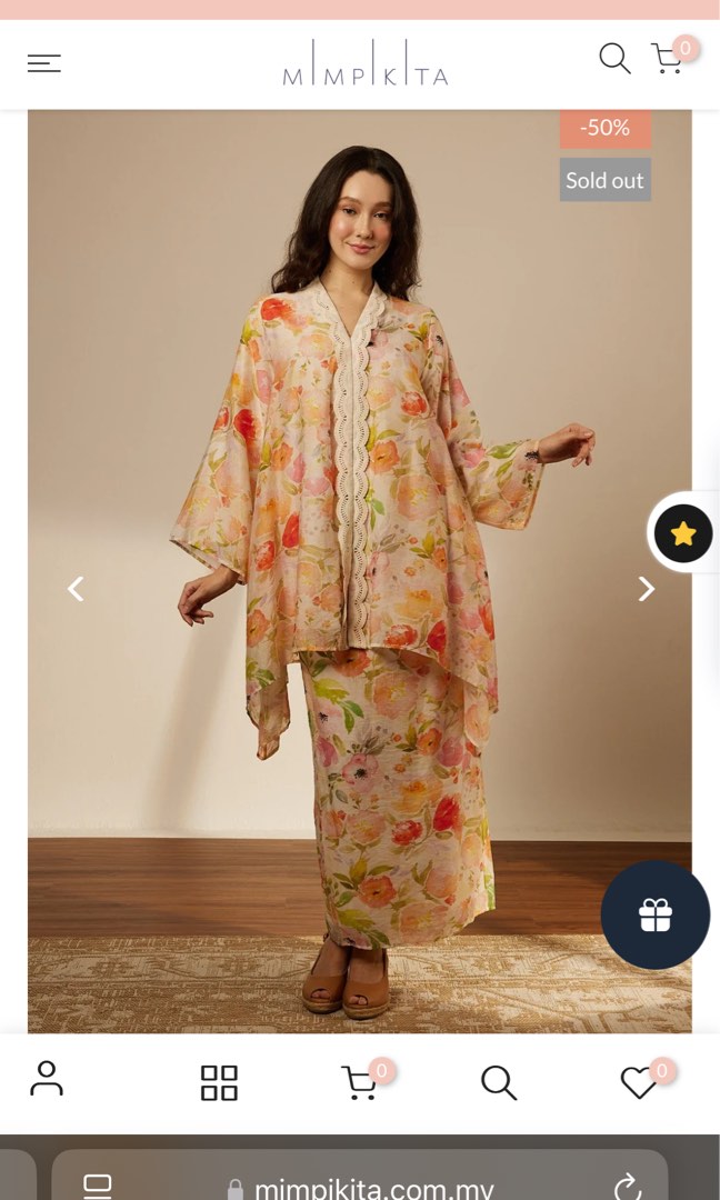 Mimpikita Naya Orange Mono Long Kurung Set, Women's Fashion, Muslimah ...