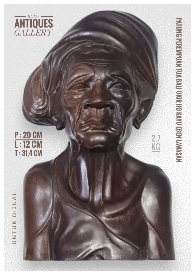 Patung Bali Kuno Figur Perempuan Tua Kayu Eben, Perabotan Rumah di ...