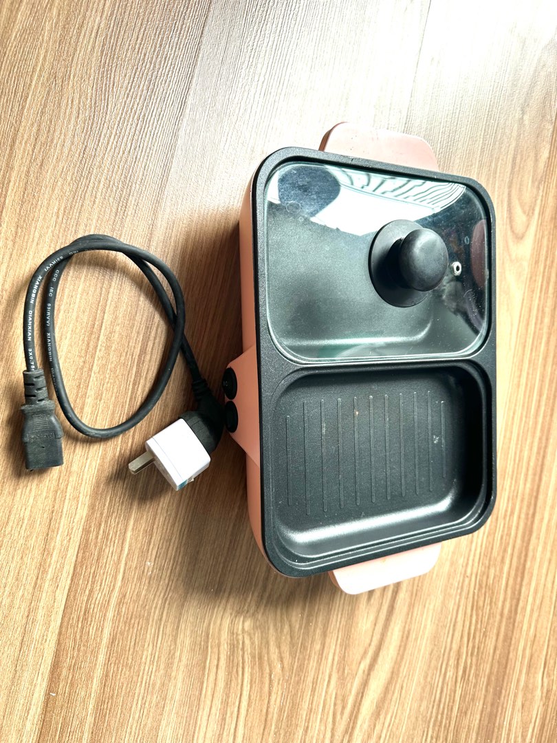 Pink Mini Hotpot Grill Cooker 2 in 1 Electric Griddle Multi-function ...