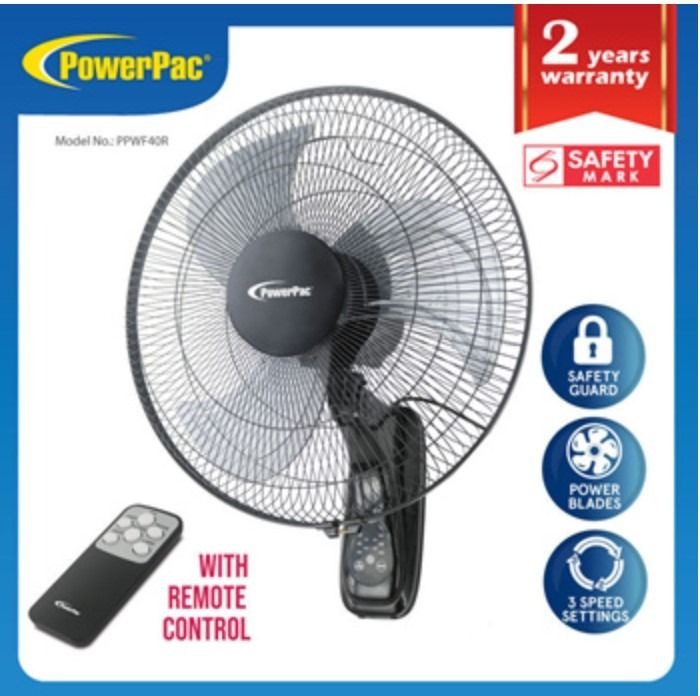 PowerPac Wall Fan 16 Inch with Remote Control (PPWF40R), Furniture ...