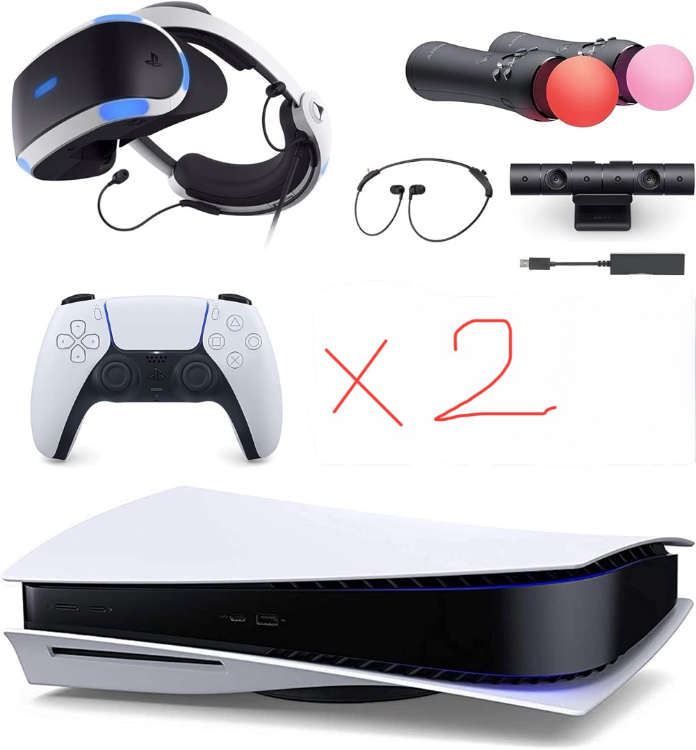 Ps5 + VR (V1) + Motion Controller x2 + Dual Sense Wireless Controllers ...