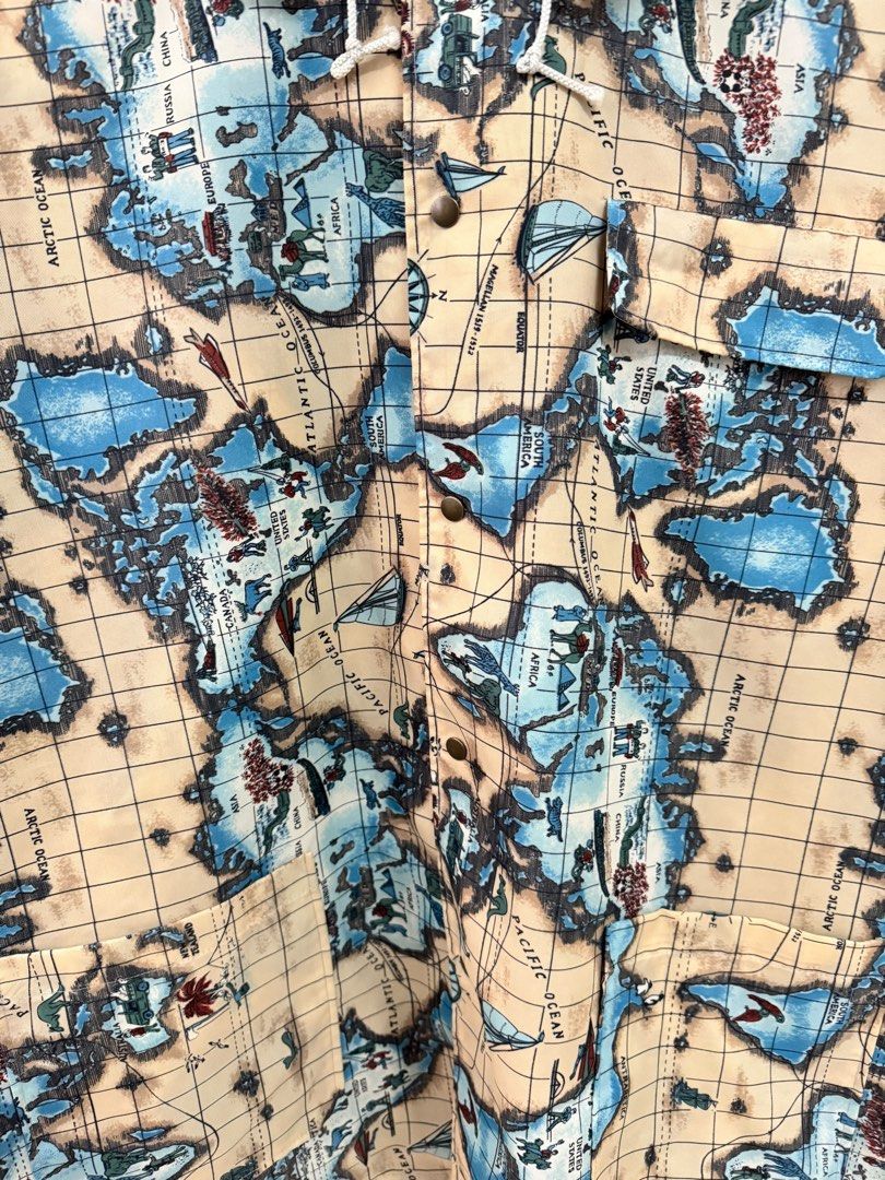 Rare World Map All Over Print Nylon Raincoat Jacket, Men's Fashion ...