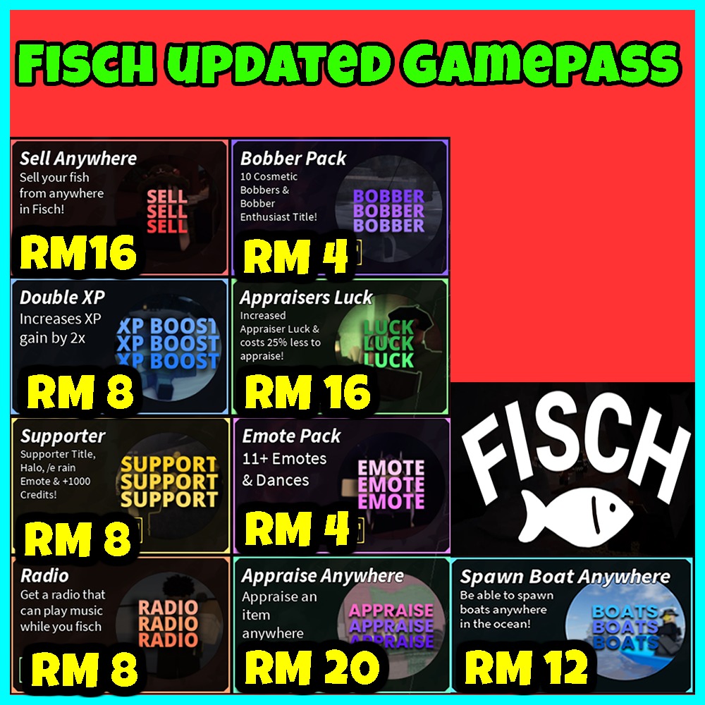 Roblox Fisch Gamepass Robux Service (Updated), Video Gaming, Gaming ...