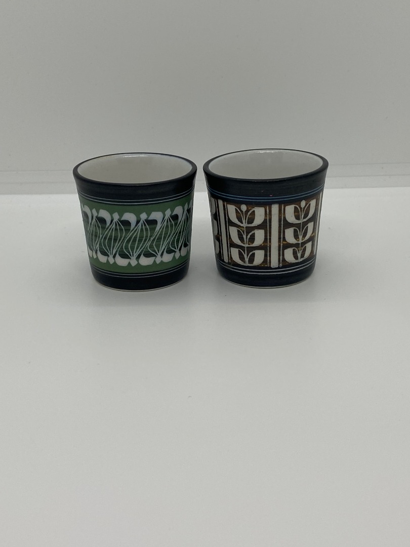 Vintage Ambleside Studio Pottery Small Set of Two Sgraffito Egg Cups ...