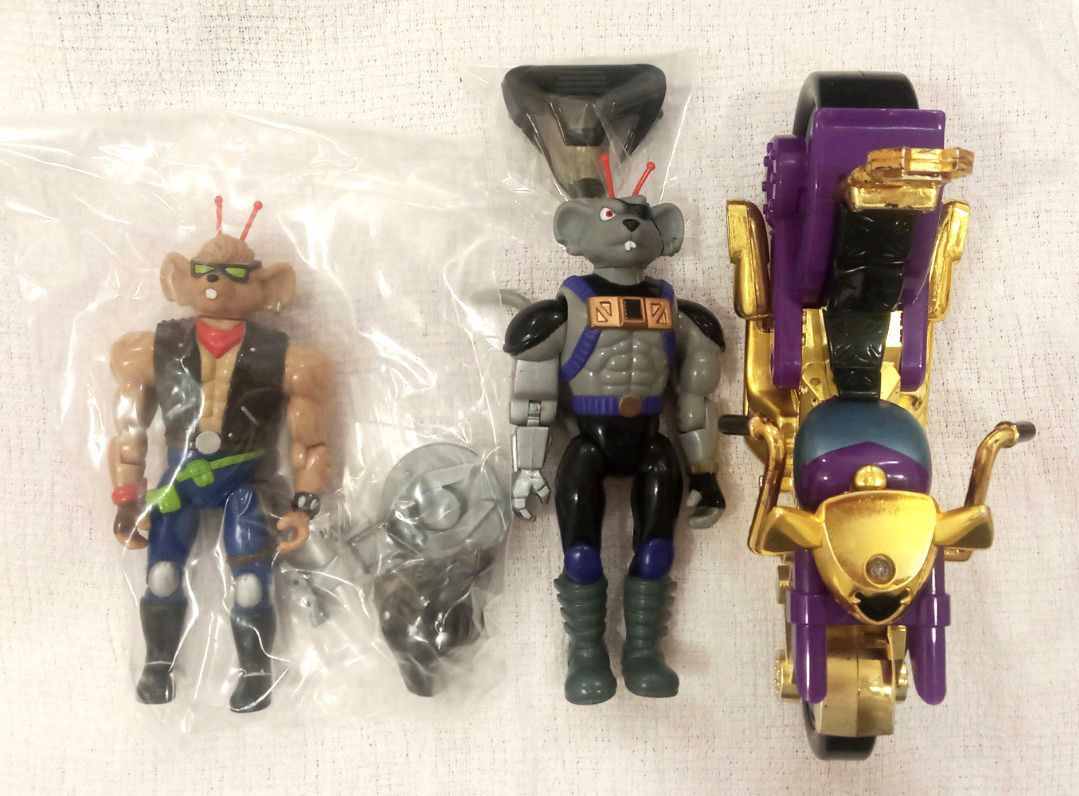 Vintage Galoob Biker Mice From Mars Throttle + Modo + Chromotanium Bike ...
