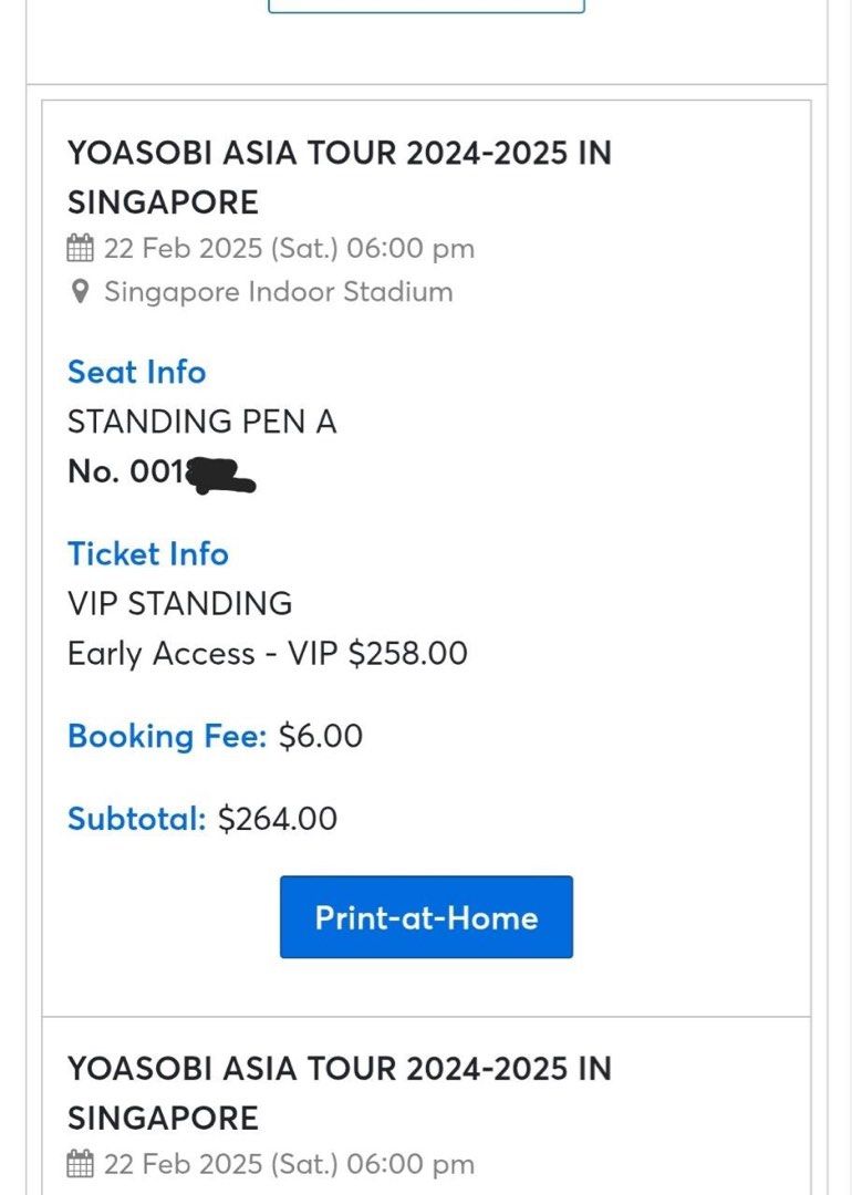 YOASOBI Singapore 2025 tickets - 2 x VIP Standing Pen A, Tickets ...