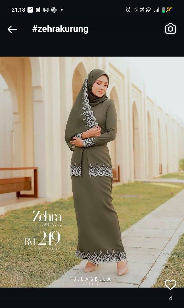 Zehra Kurung in Olive Green, Women's Fashion, Muslimah Fashion, Baju Kurung & sets on Carousell