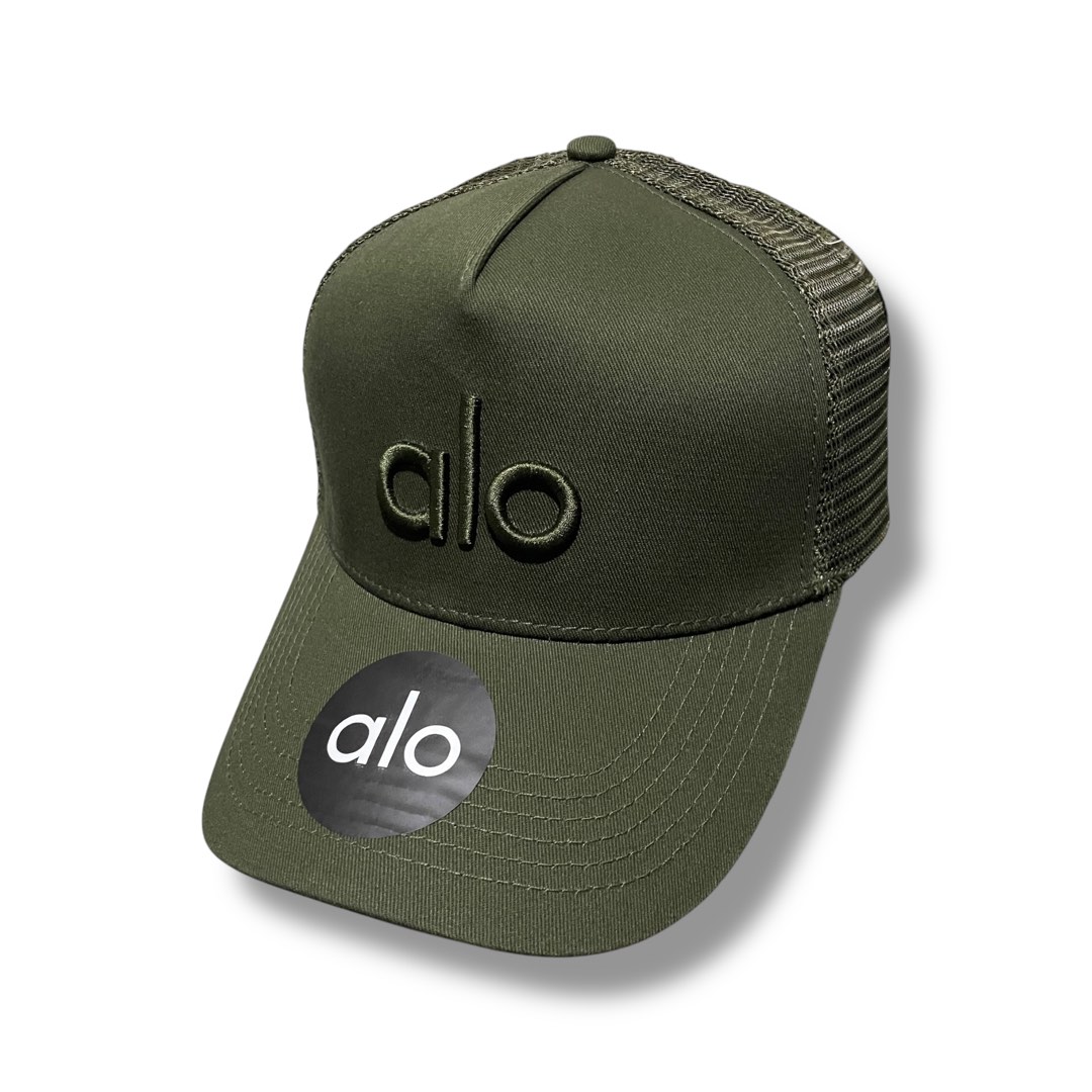 Alo Yoga District Trucker Cap (olive), Men's Fashion, Watches ...
