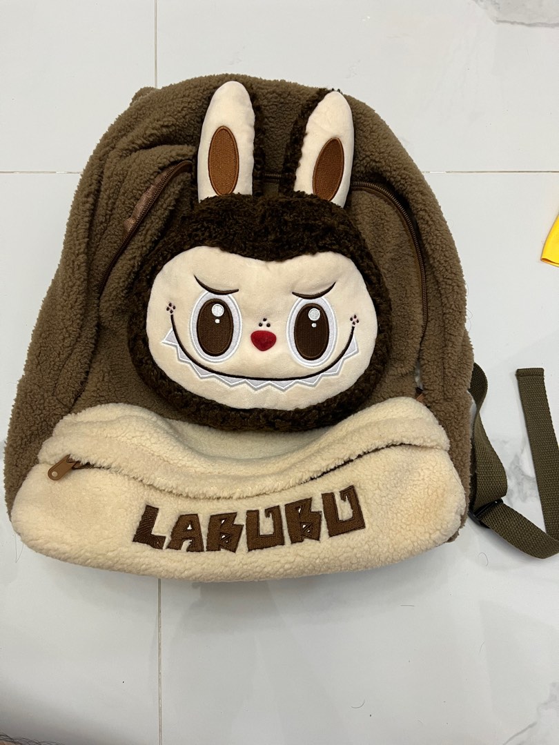 Authentic POPMart Labubu Fleece Berber Backpack, Women's Fashion, Bags ...