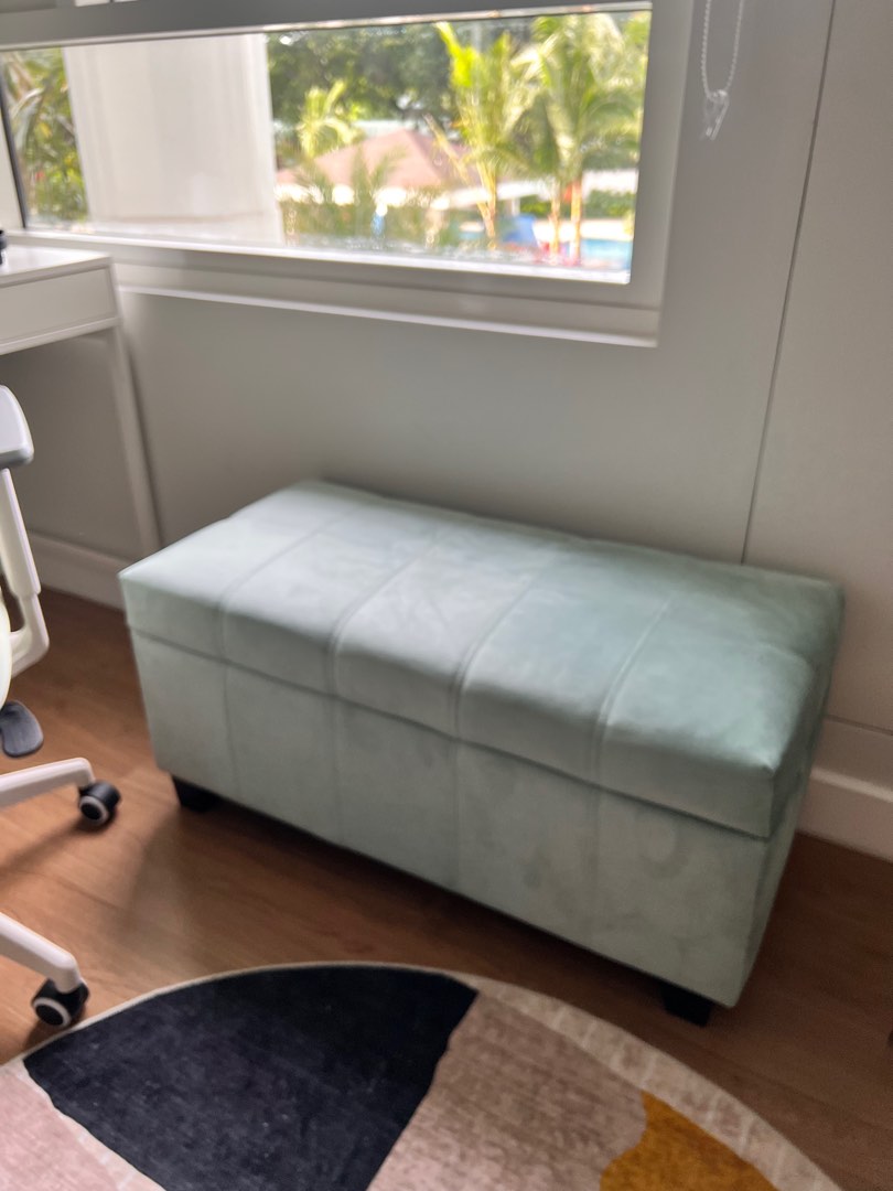 Velvet Storage Bench Stool in Sage, Furniture & Home Living, Furniture ...