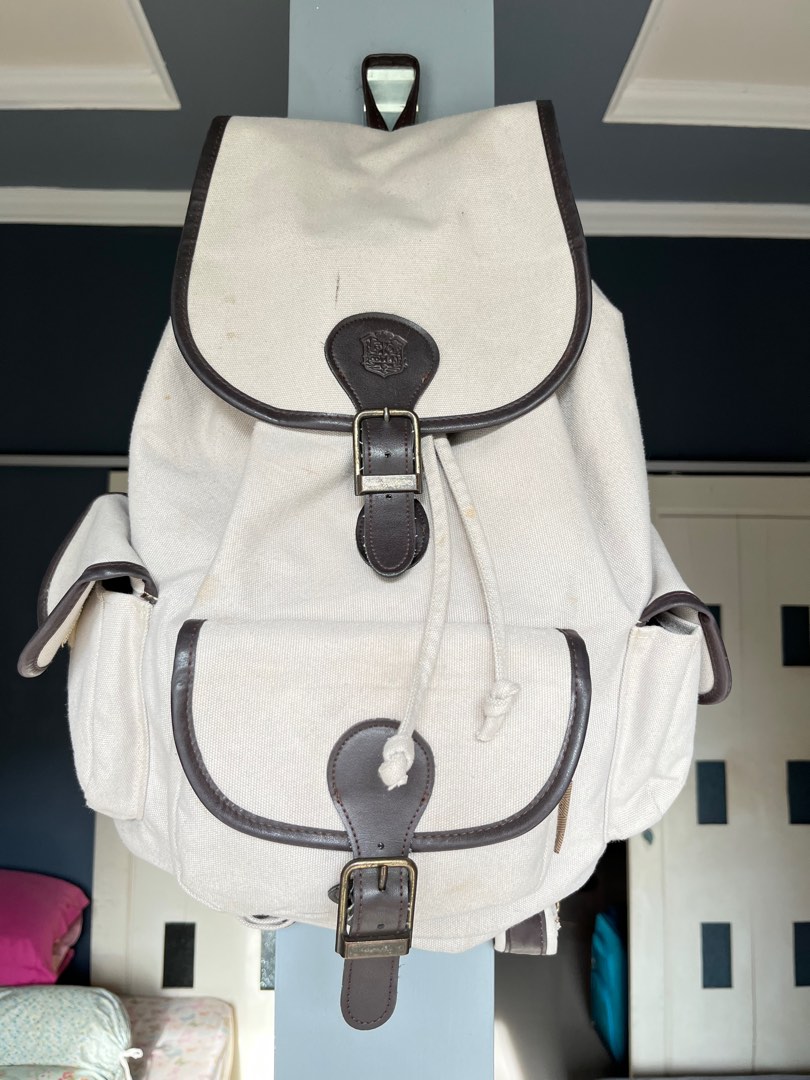 Backpack Korean Vintage Ivory, Fesyen Pria, Tas & Dompet , Ransel di ...