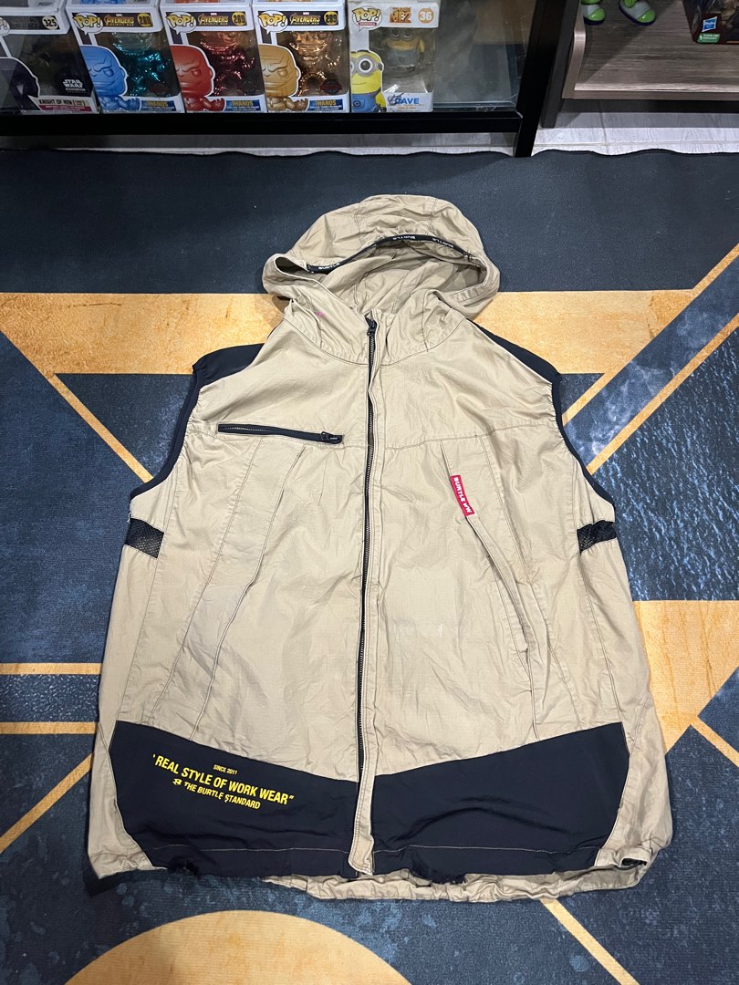 Burtle Workwear Aircraft Parka Vest with Hood Non-Fan (Unisex / Khaki ...