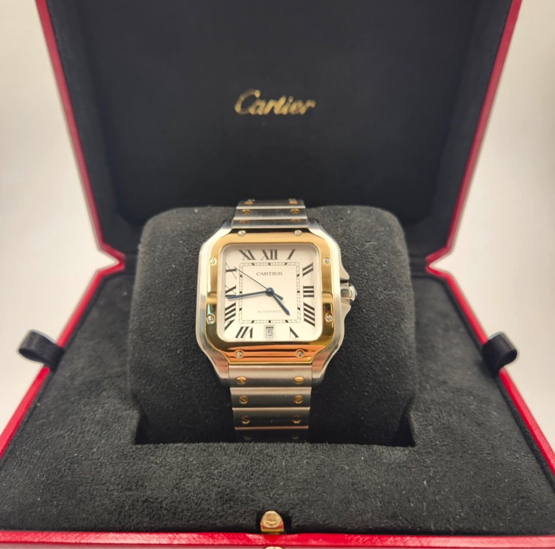 Cartier Santos Large TwoTone 18k Gold / SS W2SA0006 Automatic Opaline ...