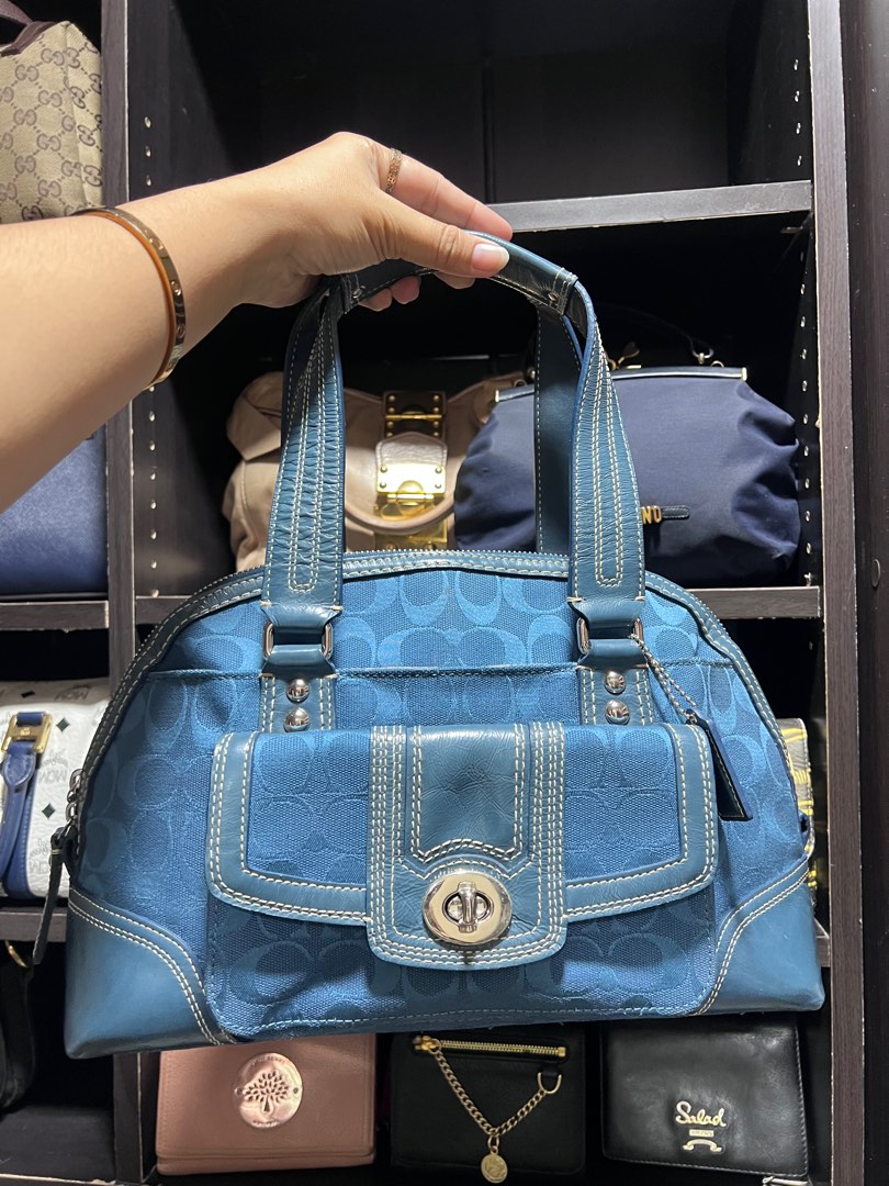 Coach Hamptons Signiture Blue Dome Satchel Bag, Luxury, Bags & Wallets ...