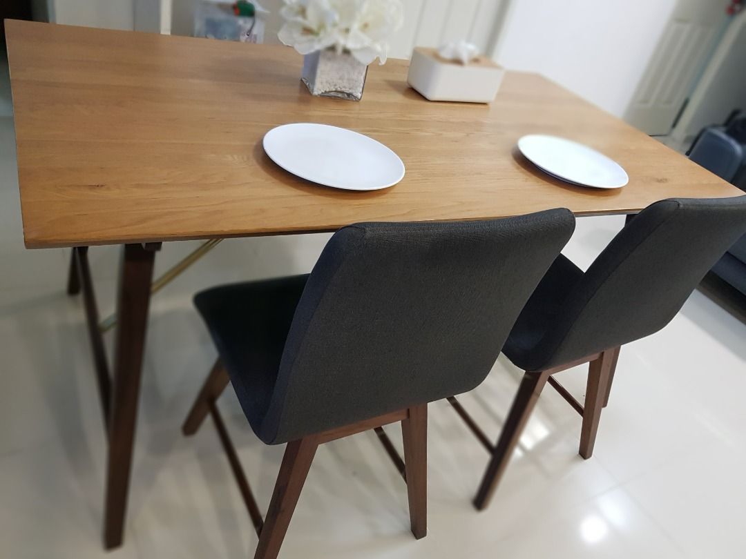Commune Solid Wood Dining Table Set (2 Chairs and 1 Bench), Furniture ...