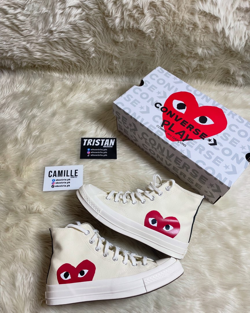 Converse CDG High Cream (US7m/Fits to 8m), Men's Fashion, Footwear ...
