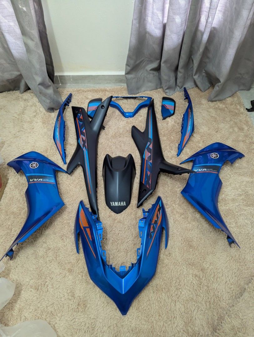 Coverset NVX V2 metallic blue original kilang, Motorbikes on Carousell