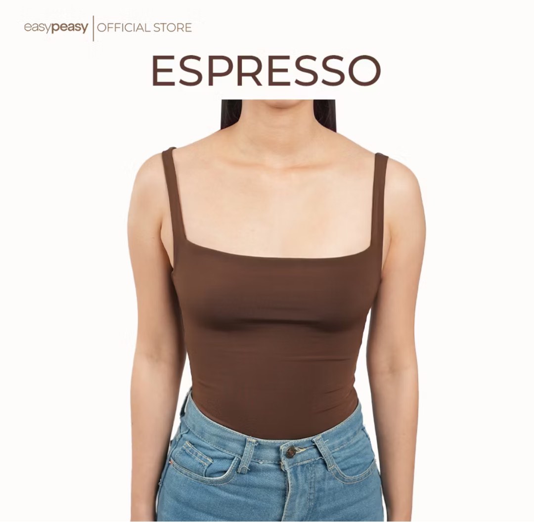 Easy Peasy Cami Bodysuit (Espresso), Women's Fashion, Tops, Sleeveless ...
