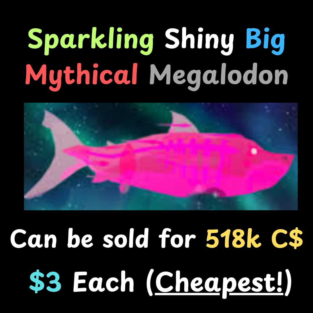 Fisch Roblox Sparkling Shiny Big Mythical Megalodon CHEAPEST, 電子遊戲, 遊戲機 ...
