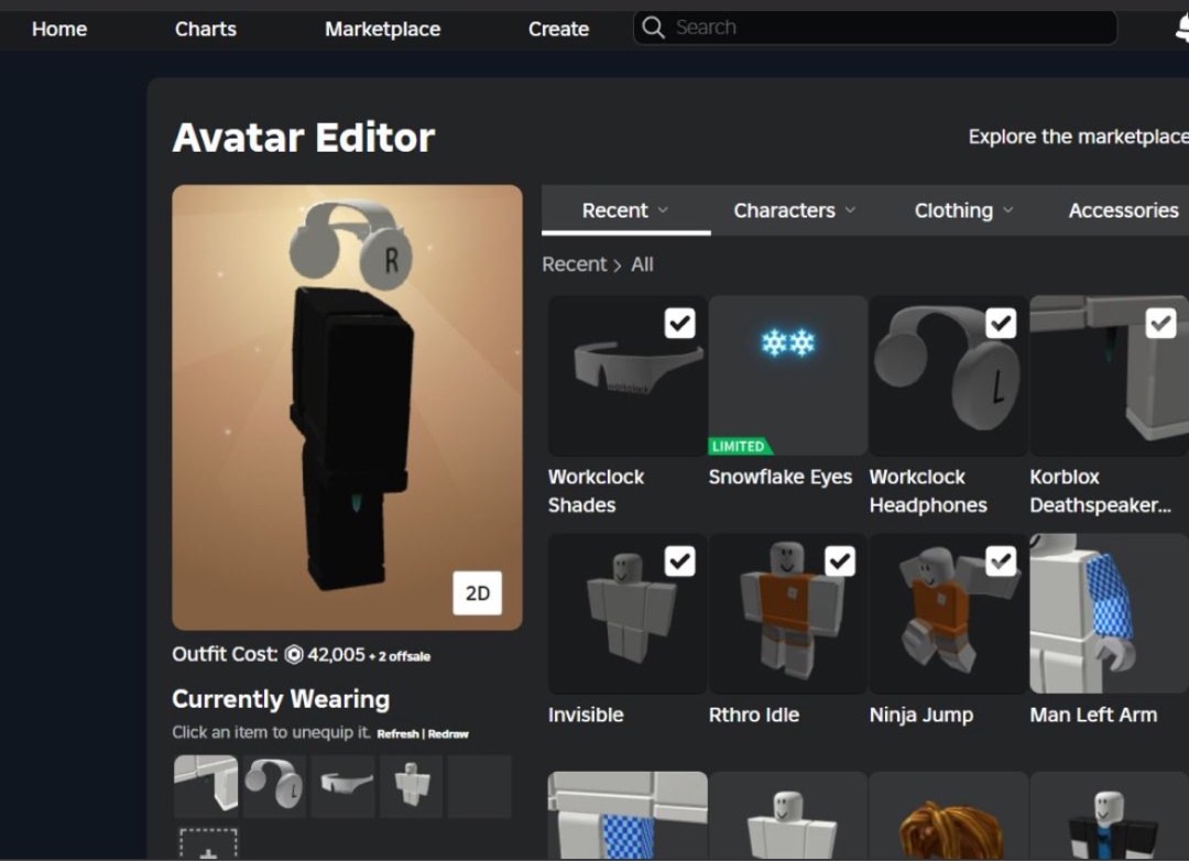 Headless and Korblox + Workclock Headphones & Workclock Shades blade ...