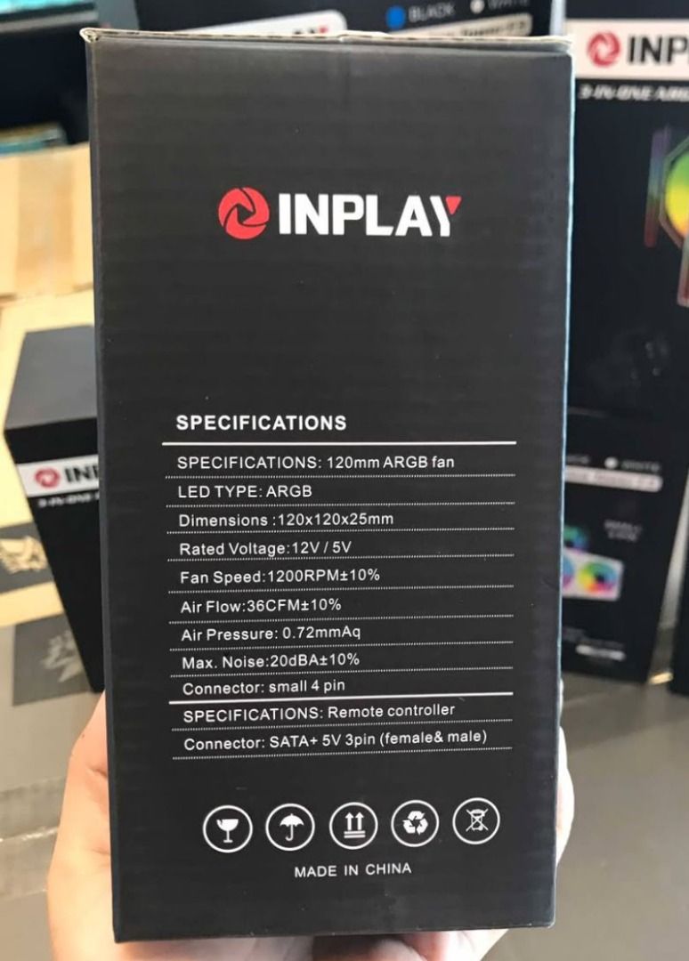 🆕Inplay Seaview Tower F3 Black 3in1 ARGB Case Fan Kit 4pin with ...