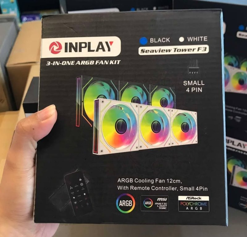🆕Inplay Seaview Tower F3 Black 3in1 ARGB Case Fan Kit 4pin with ...