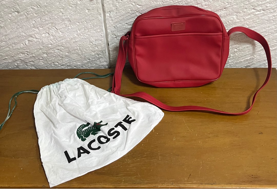 Lacoste Red Leather Cross Body Bag w/ Storage Bag, Women's Fashion ...