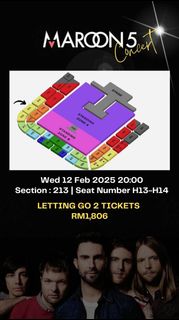 Maroon 5 ticket, Tickets & Vouchers, Event Tickets on Carousell